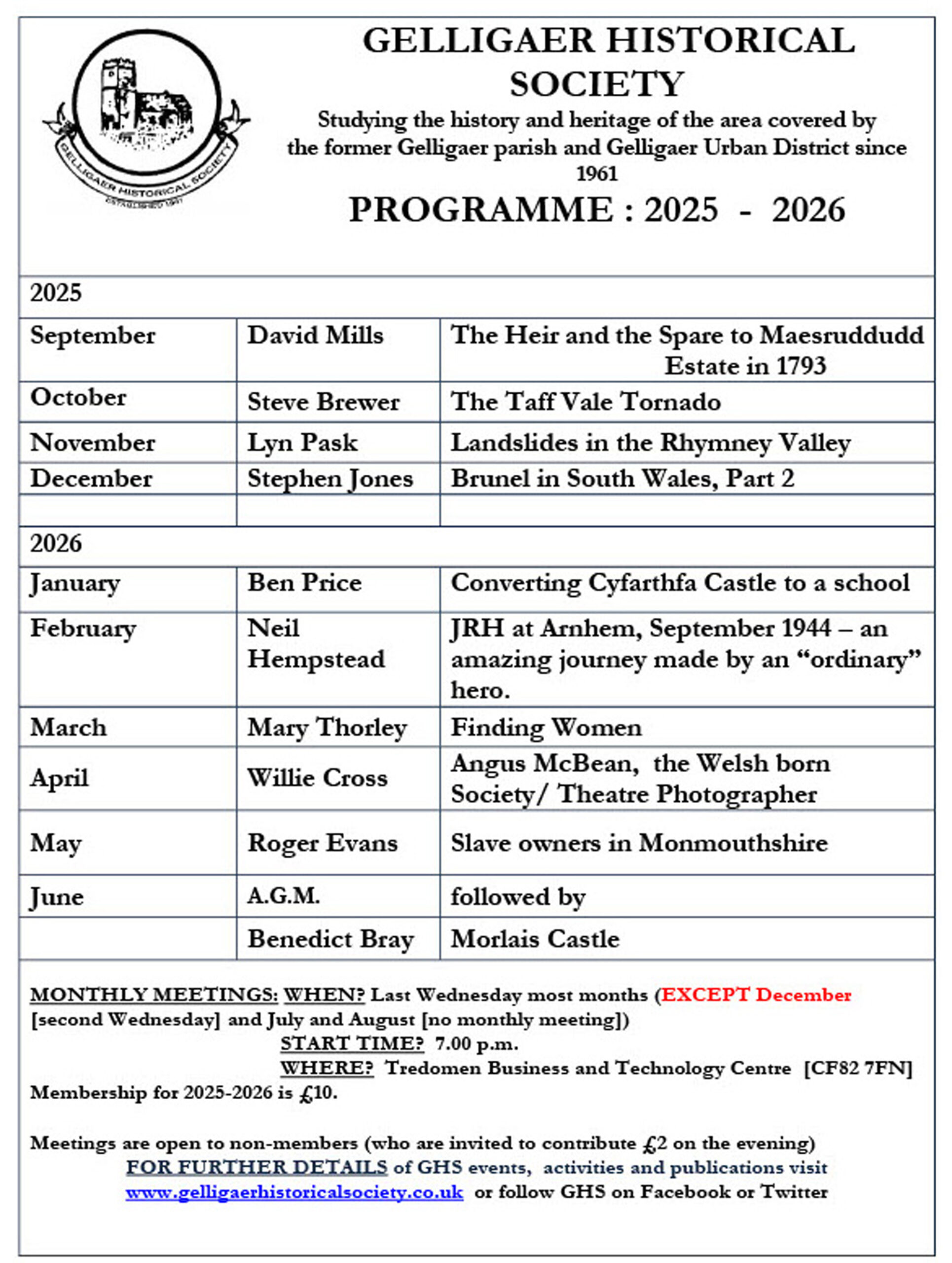 Events – Gelligaer Historical Society
